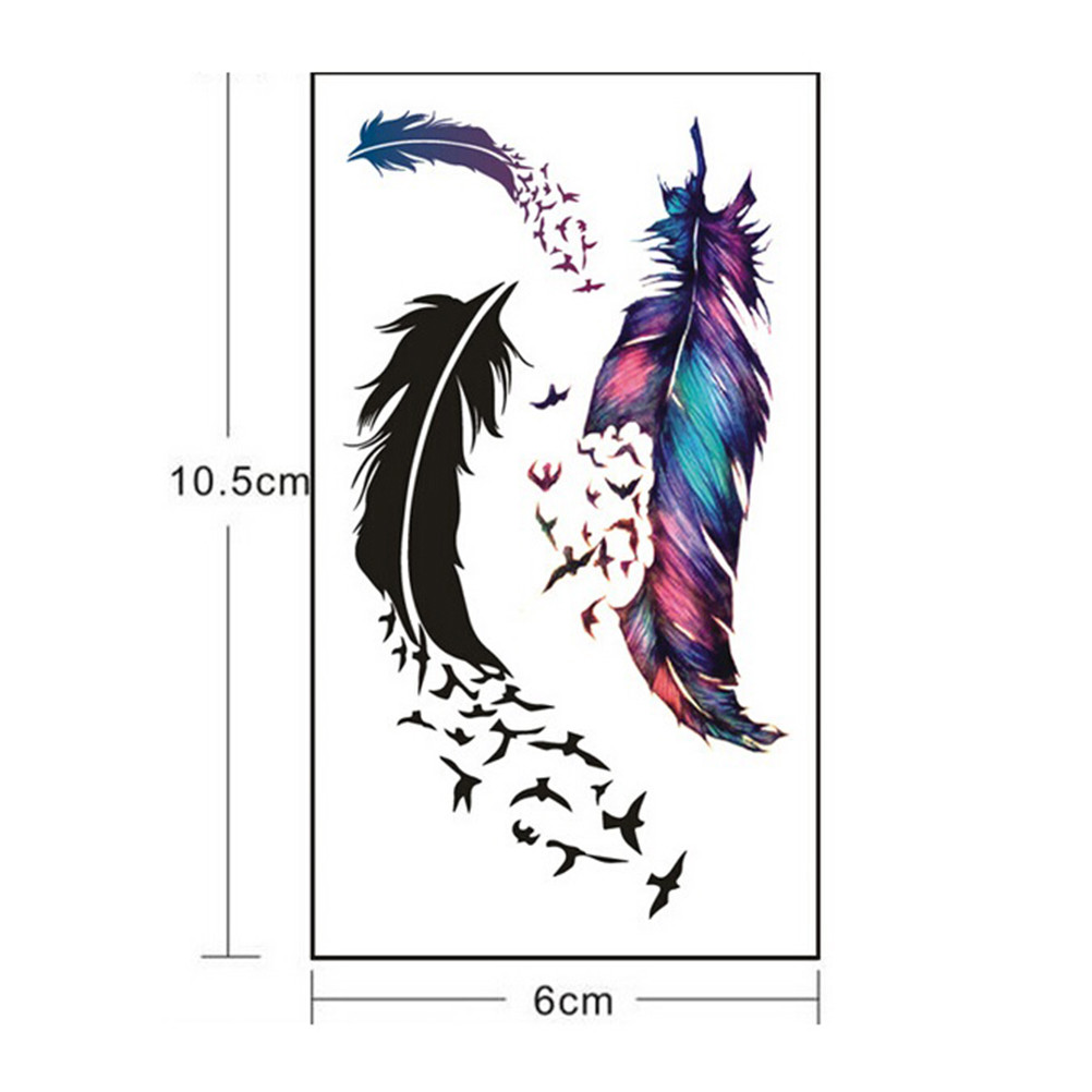 Large Feather Pattern Removable Waterproof Temporary Tattoo Body Arts ...