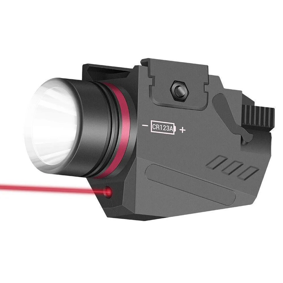 Tactical Flashlight Red Dot Laser LED Sight Combo For 20mm Rail Mini ...