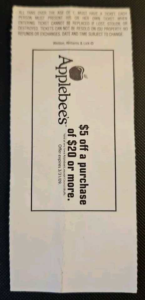 Iowa State Cyclones Texas Tech Basketball Ticket 3/7 2009 Bryan ...