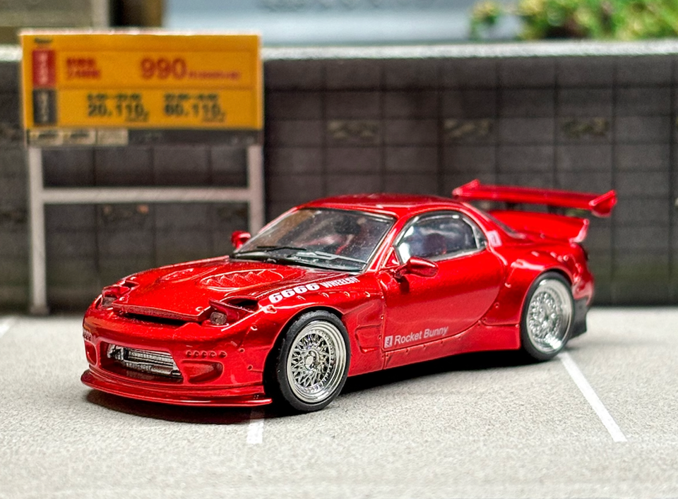 CR Master 1:64 JDM Red RX7 FD Rocket Bunny Sports Model Diecast Metal ...