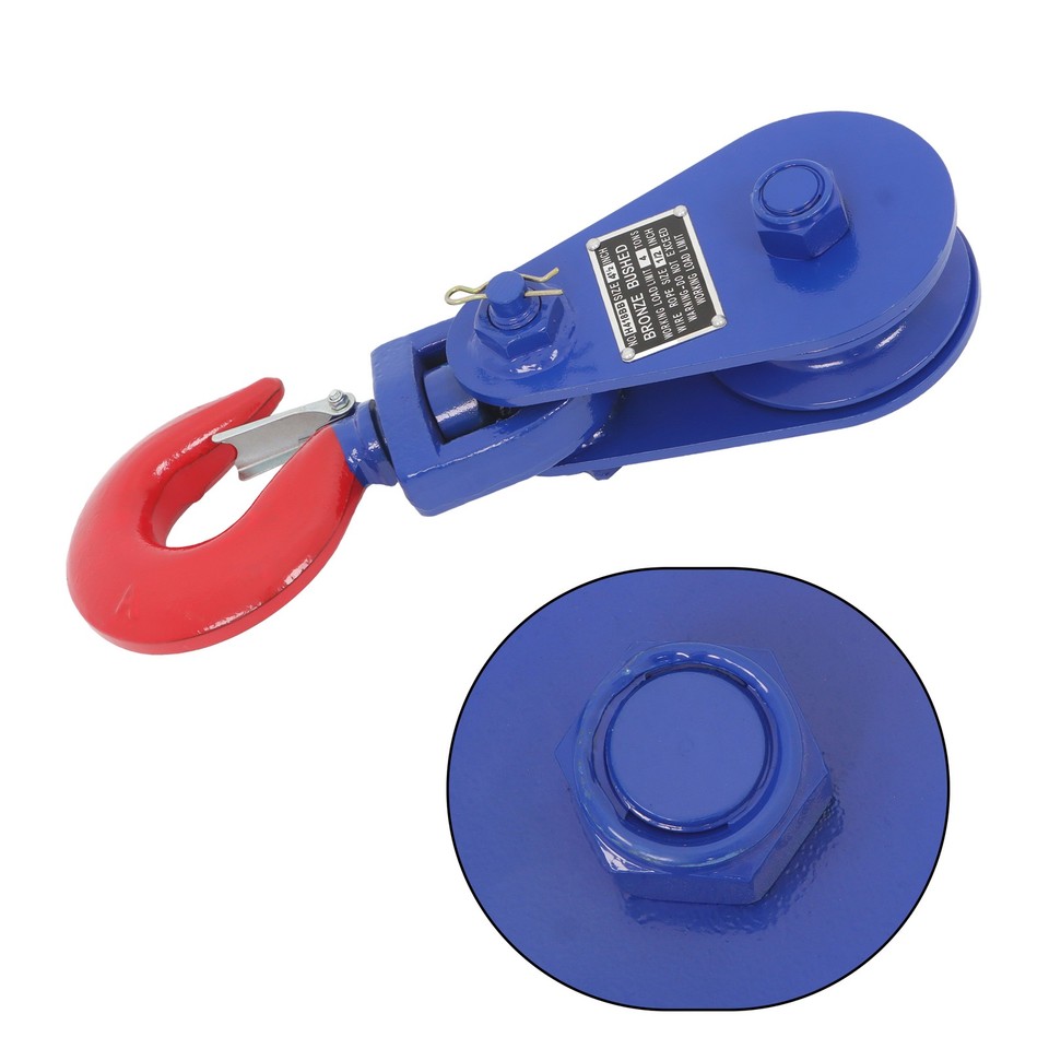 8800 Lbs Snatch Block with Swivel Shackle, 4.5" Sheave, 1/2" Wire Rope ...