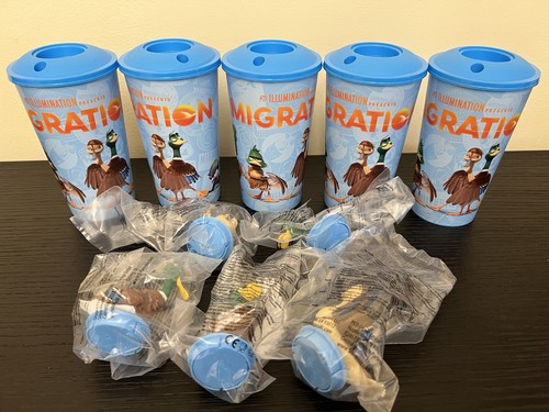 AMC Migration Movie Merch NEW complete set of 5 Cups, 5 Lids & 5 SEALED ...