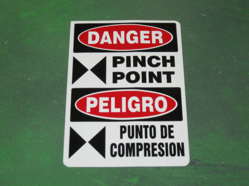 DANGER PINCH POINT SAFETY DECAL STICKER BILINGUAL, FREE SHIPPING! Lot ...