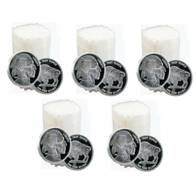 Lot of 100 - Mason Mint 1 oz Silver Buffalo Round 999 1 Troy Ounce Fine ...