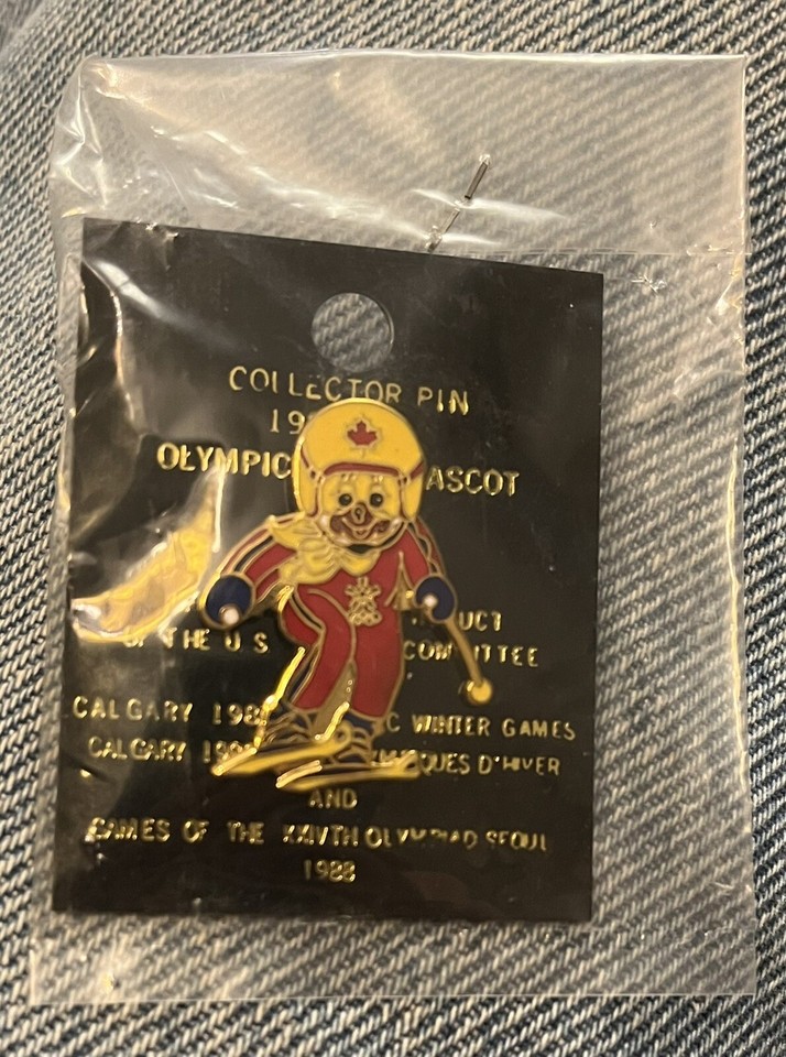 Downhill Skiing Olympic Pin ~ 1988 Calgary ~ Mascot ~ Hidy ~ by HoHo ...