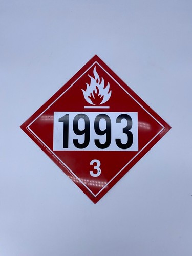 1203/1993 Placard, Class 3 Flammable Liquid, 20 mil Polystrene ...