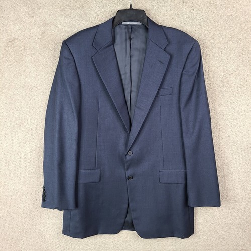 Hickey Freeman Jacket Mens 42L Blue Plaid Blazer Wool Madison Single ...
