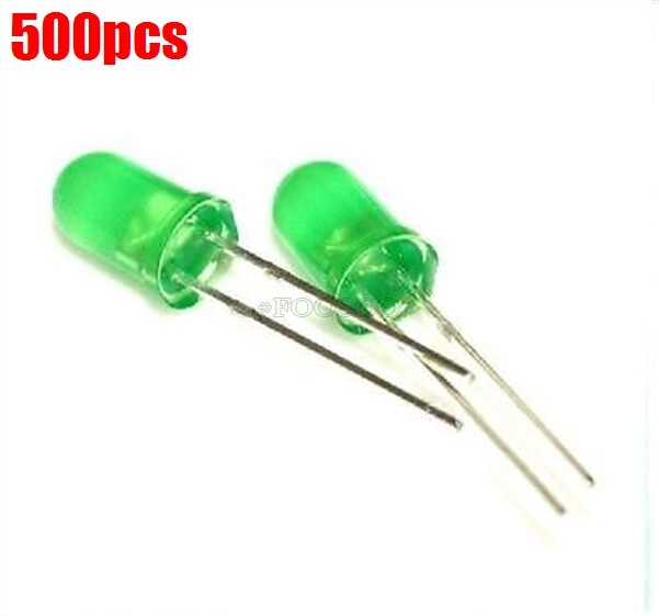 500Pcs Led Diffused F5 5Mm Green Color Green Light Super Bright Bulb ...
