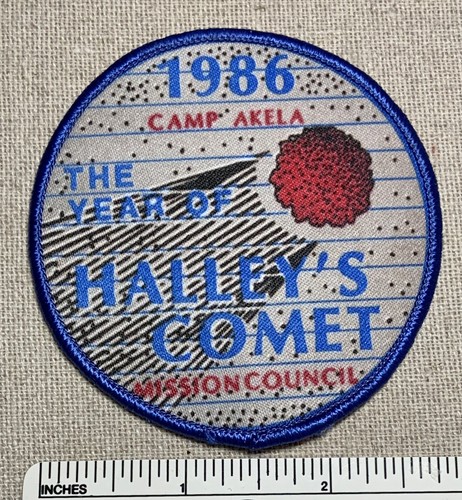 1986 CAMP AKELA Boy Scout The Year of Halley's Comet PATCH Mission ...
