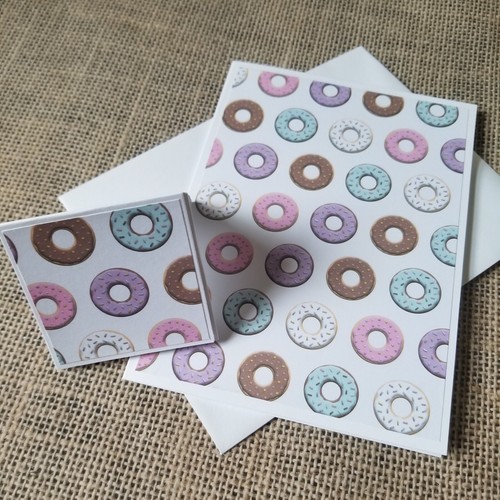 Blank Note Card 3 Mini Cards Donuts Greeting Card Set | eBay