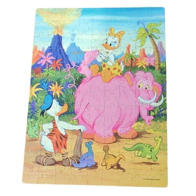 VTG Donald Duck 100 Piece Jigsaw Puzzle Caveman w Daisy Wooly Mammoth ...