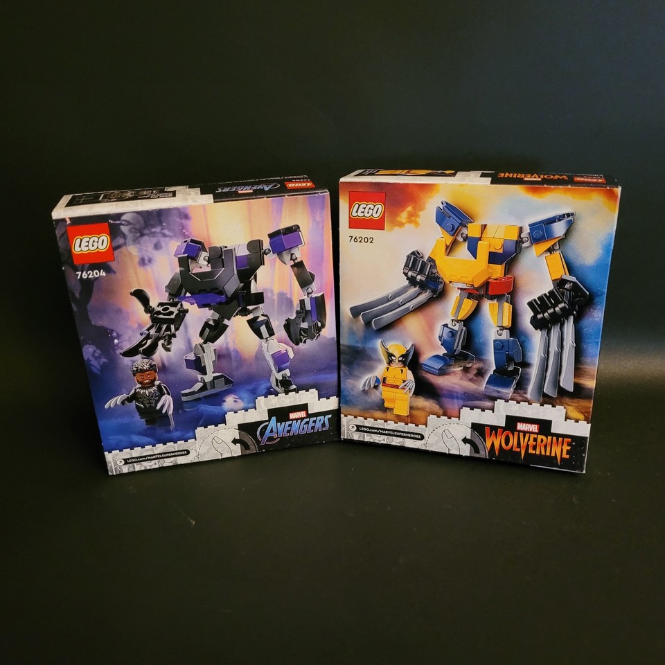 LEGO 76202 Marvel Wolverine Mech Armor and 76204 Black Panther Mech ...