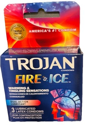 Trojan Fire & Ice Lubricated Condoms - Each 3 Pcs of 4 Box Total 12 Pcs ...