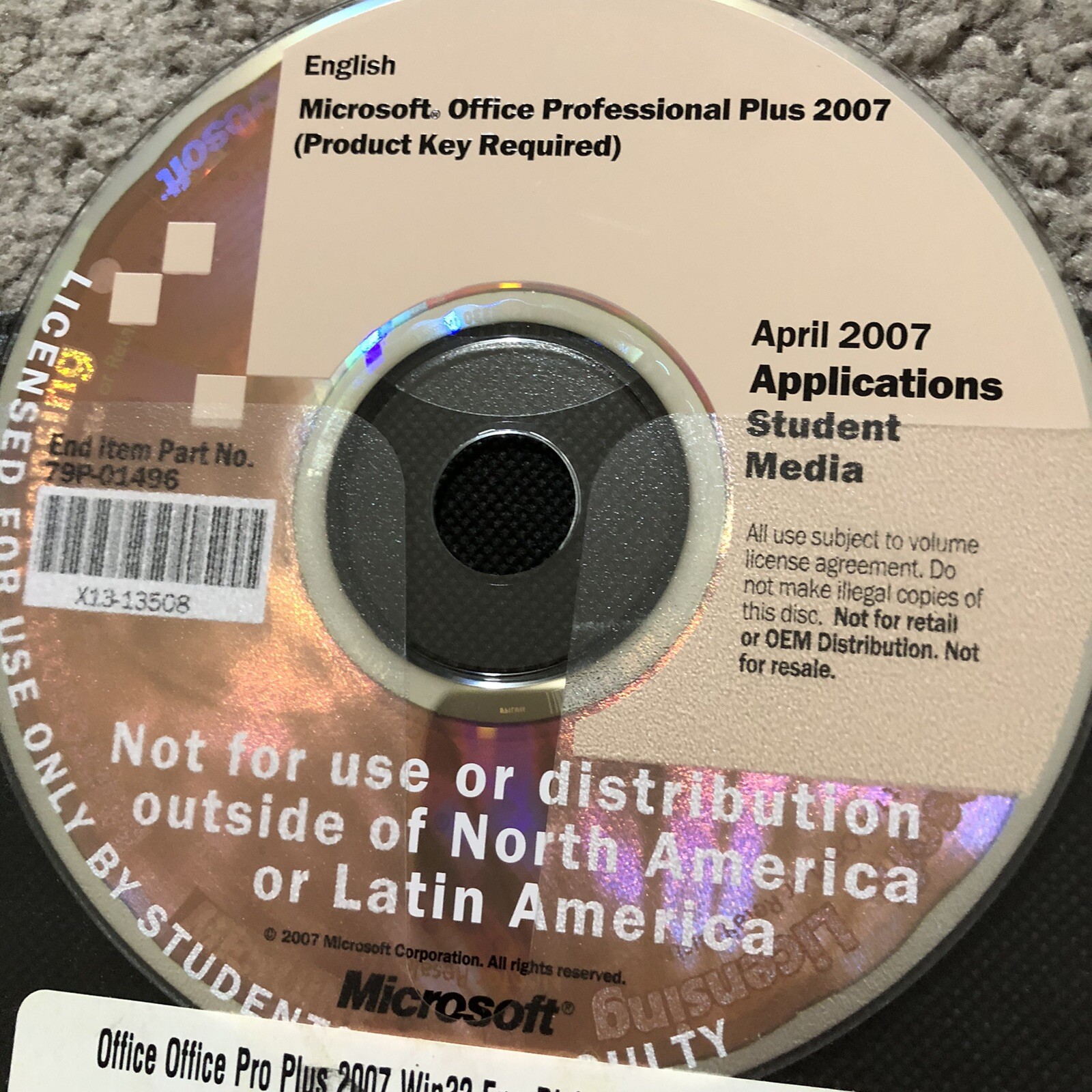 Microsoft Office Professional Plus 2007 Disc with Key | eBay