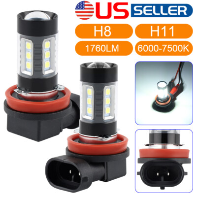 2Pcs LED Fog Light Bulb H11 High Power Driving Lamps 7500K White ...