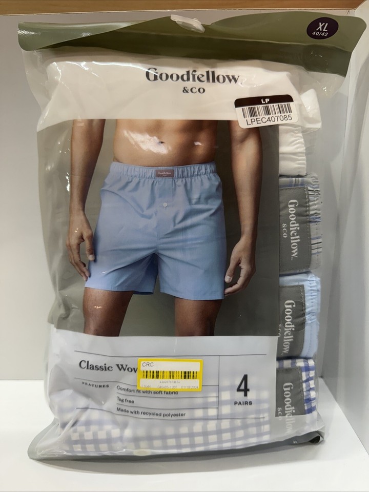 Goodfellow & Co - Classic Woven Boxers - pack of 4 comfort fit Blues ...