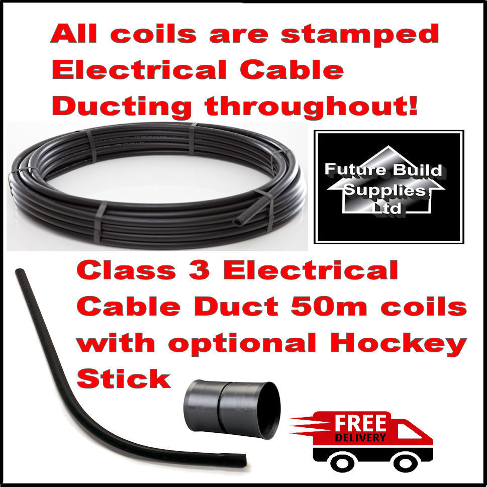 Electric Cable Duct Ducting 32mm or 38mm ID x50m Smooth Bore Coil Black ...