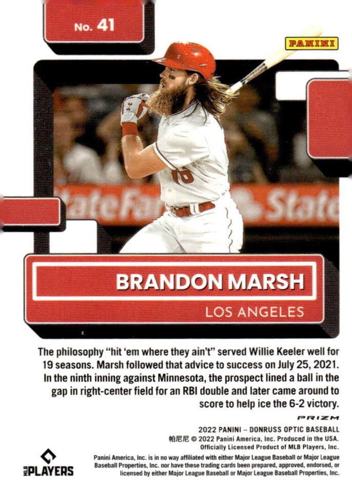 2022 Donruss #41 Brandon Marsh | eBay