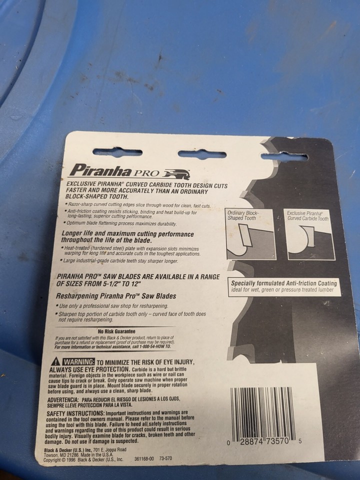 Black & Decker Piranha 5 1/2” Carbide Saw Blade 16 Teeth Made in USA | eBay