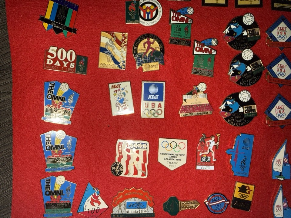 Atlanta 1996 Olympic Pin Lot HUGE Collection 50+ Pins Sponsors, Texaco ...