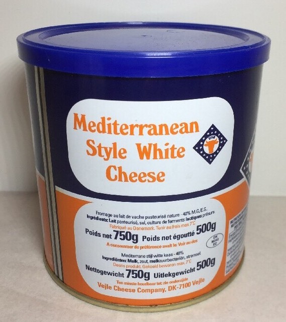 Feta Style Danish White Cheese in a Tin 1.5kg / 800g Drained Best ...