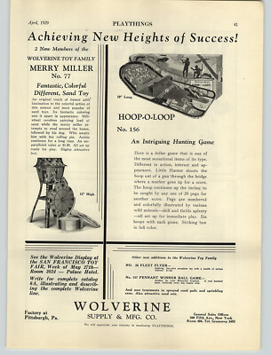 1929 PAPER AD Wolverine Toys Merry Miller Sand Hoop A Loop Dean's ...