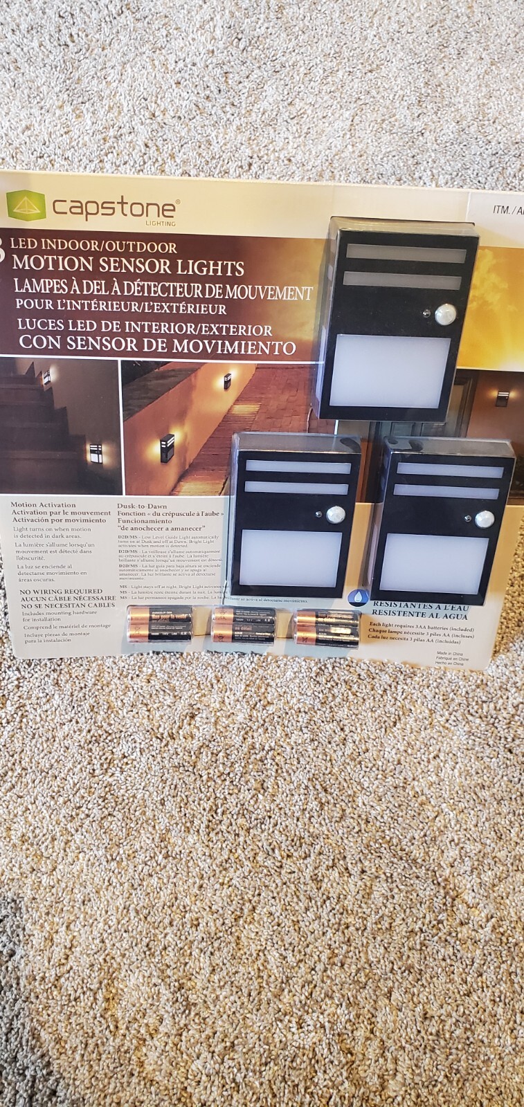 capstone 3 LED indoor/outdoor motion sensor lights | eBay