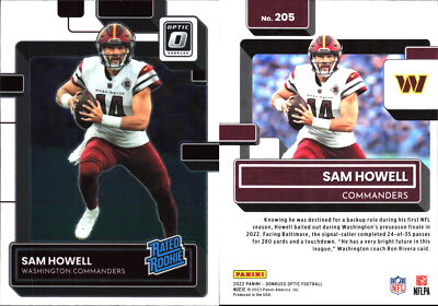 2022 NFL Donruss Optic #205 Sam Howell RC (A) (C1) | eBay