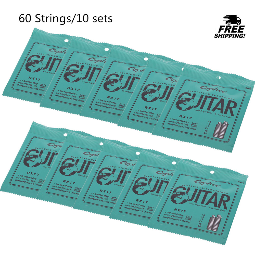 10 Sets Orphee RX17 Electric Guitar Strings (.010-.046) 8% Nickel Alloy ...