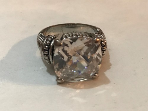 FASHION LARGE RHINESTONE BLING RING SILVER PLATE SIZE 9 GORGEOUS | eBay