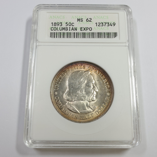 1893 P ANACS Soap Box MS62 Columbian Expo Commemorative Half Dollar 50c ...