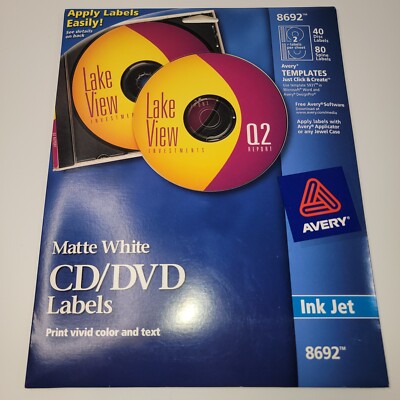 Avery 8692 Inkjet CD DVD Labels Matte White 40/Pack 💿 Fast FREE ...