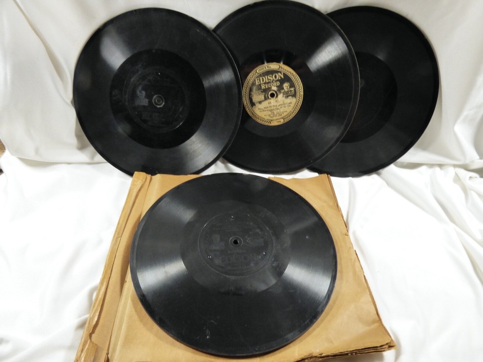 lot 4 Antique 1912-21 Edison Diamond Record Thick Disc Phonograph ...