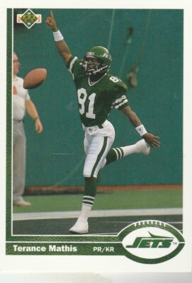 FREE SHIPPING-MINT-1991 Upper Deck #188 Terance Mathis Jets PLUS BONUS ...