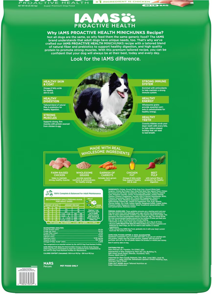 Iams Proactive Health Minichunks with Chicken, Whole Grain Dry Dog Food ...
