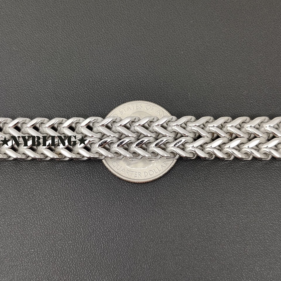 Stainless Steel Bracelet Meshed Woven Curb Chain Cuban Link Wristband ...