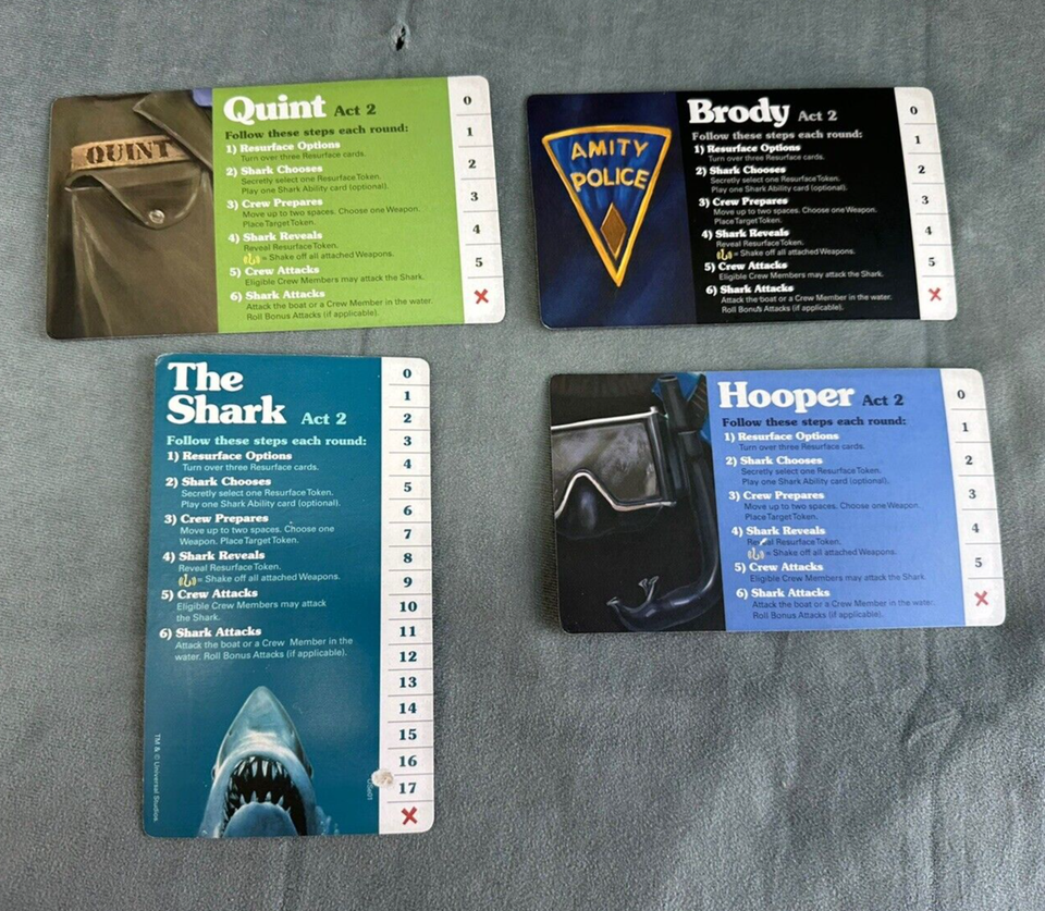 Ravensburger JAWS Board Game Replacement Character Cards Boards Hooper ...