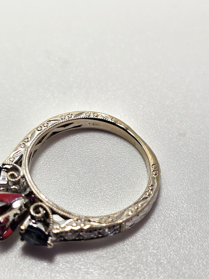 Vintage Look Ruby and Sapphire Ring Created in 14 karat White Gold | eBay