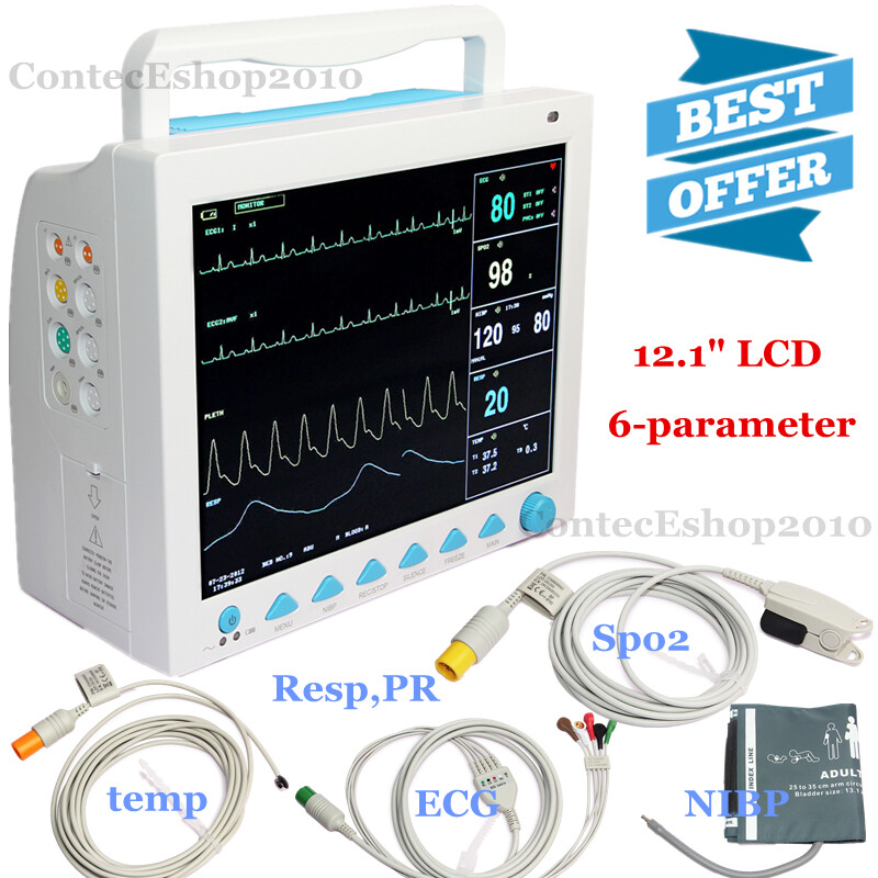 CONTEC CMS8000 Patient Monitor ICU Vital Signs Portable 12.1" Display ...