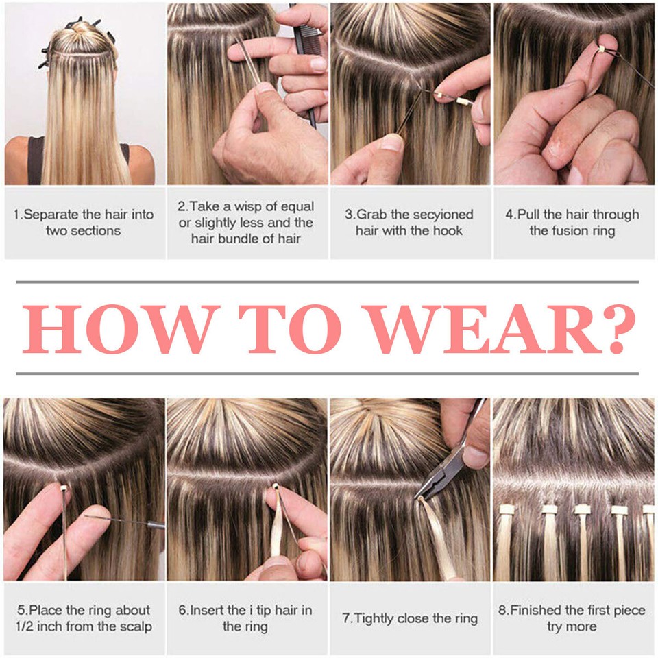 1G Nano Ring Beads Russian 100% Remy Human Hair Extensions Micro Loop ...