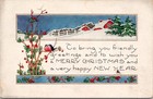 Postcard Wish You A Merry Christmas Tree Holly Barn Pmk 1924 ...