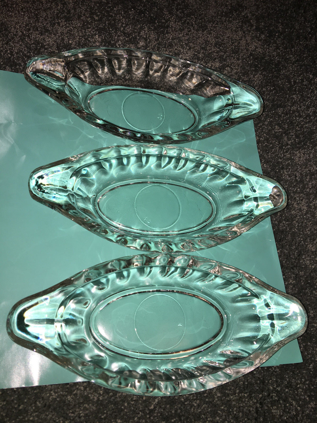 Vintage GLASS SUNDAE DISHES Ice Cream SET OF 3 Banana Split SERVING ...