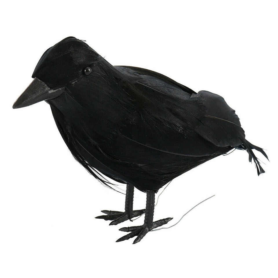 6PCS Halloween Crow Prop Realistic Raven Feathered Spooky Party Home ...
