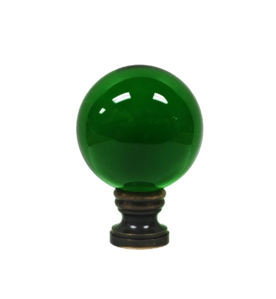 Lamp Finial-LARGE GLASS ORB in 10 Colors-Brass Base, 3 Finishes AB,CH ...