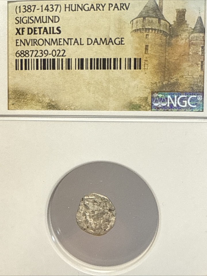 HUNGARY King Sigismund 1387-1437 AD Silver Denar Coin, Shield & Crosses ...