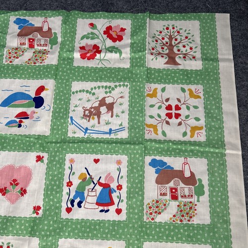Vintage Spring Mills Fabric Cheater Quilt Panel Farm Cottage Retro 58 ...