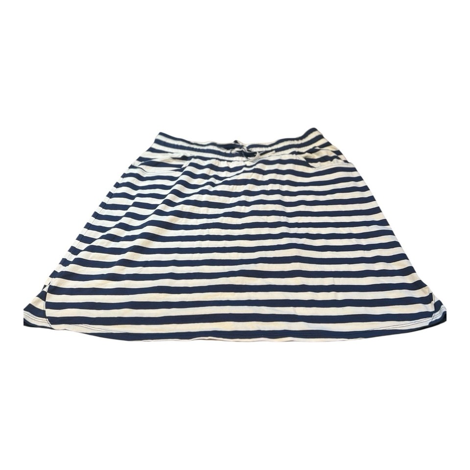 Toad&Co Tica Skirt Deep Navy Stripe Size Medium Nautical French Cotton ...