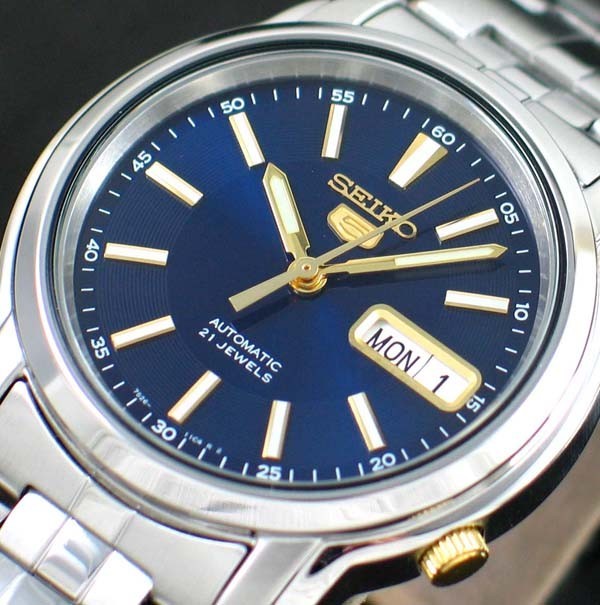 New Seiko 5 Automatic Men's SNKL79 SNKL79K1 Blue Dial Stainless Watch ...
