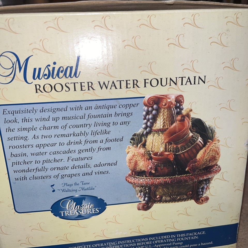 Classic Treasures Wind-Up Musical Rooster Water Fountain "Waltzing ...