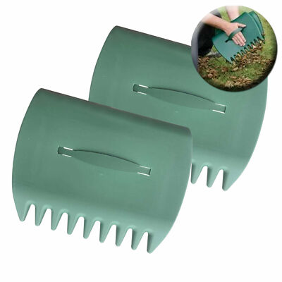 2 x Garden Leaf Grabber Hand Rakes Handheld Grass Leaves Waste Rubbish ...